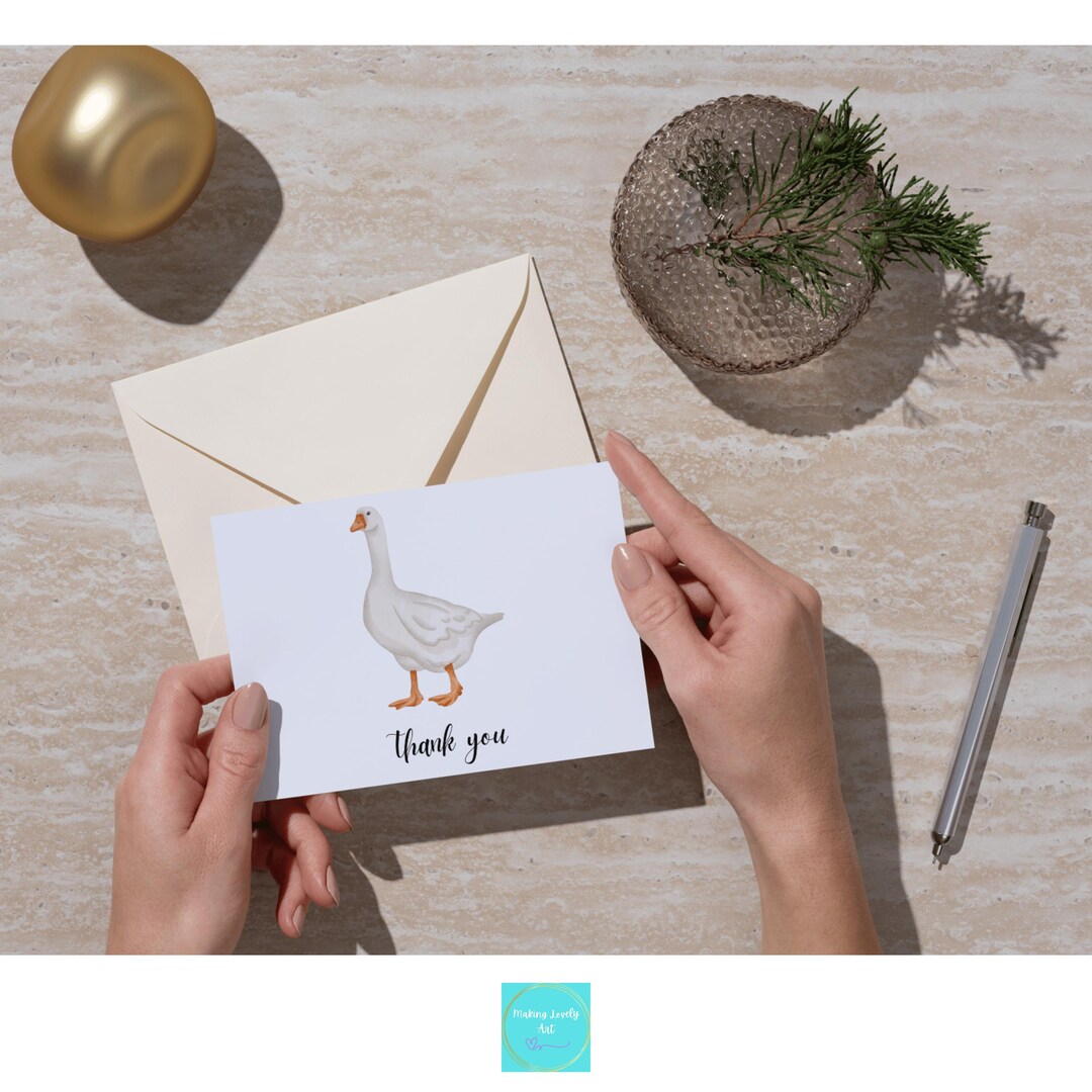 Printable Thank You Flat Card, Goose Design 5x7 Inches, Instant PDF ...