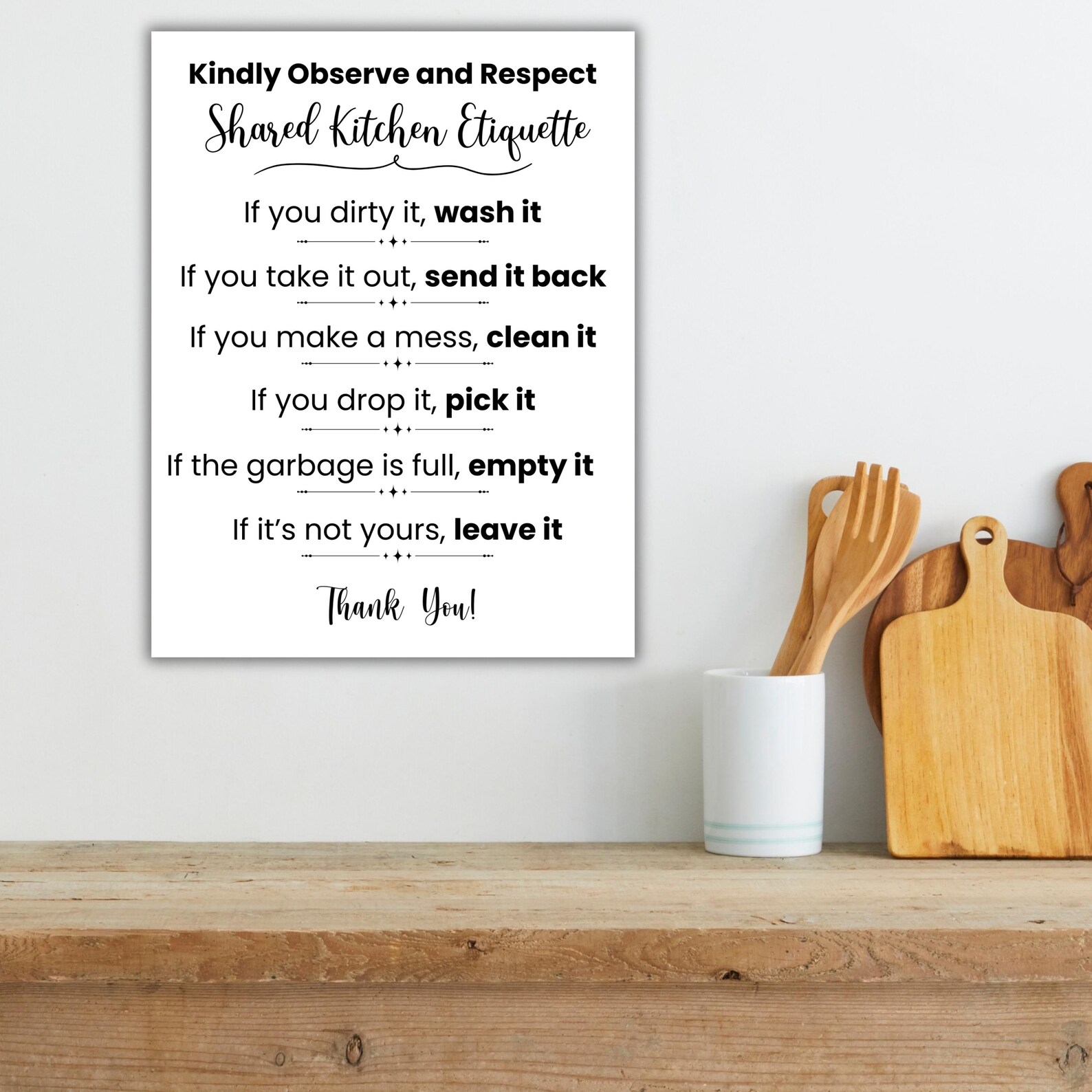 Printable Kitchen Etiquette Sign, Shared Kitchen Guide Letter Size PDF ...