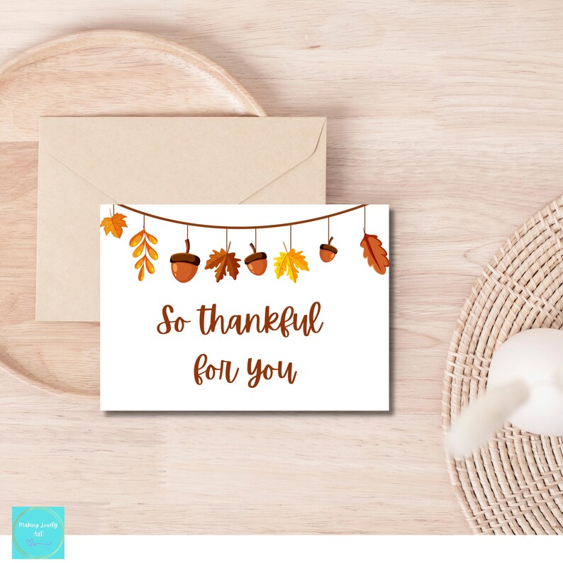 Printable Thanksgiving Card: so Thankful for You Design (5x7 & 4x6 PDF ...
