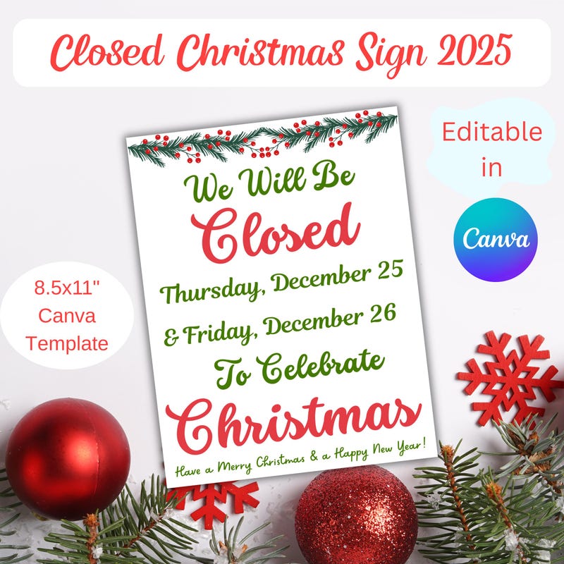 Christmas Holidays Closed Sign - Etsy