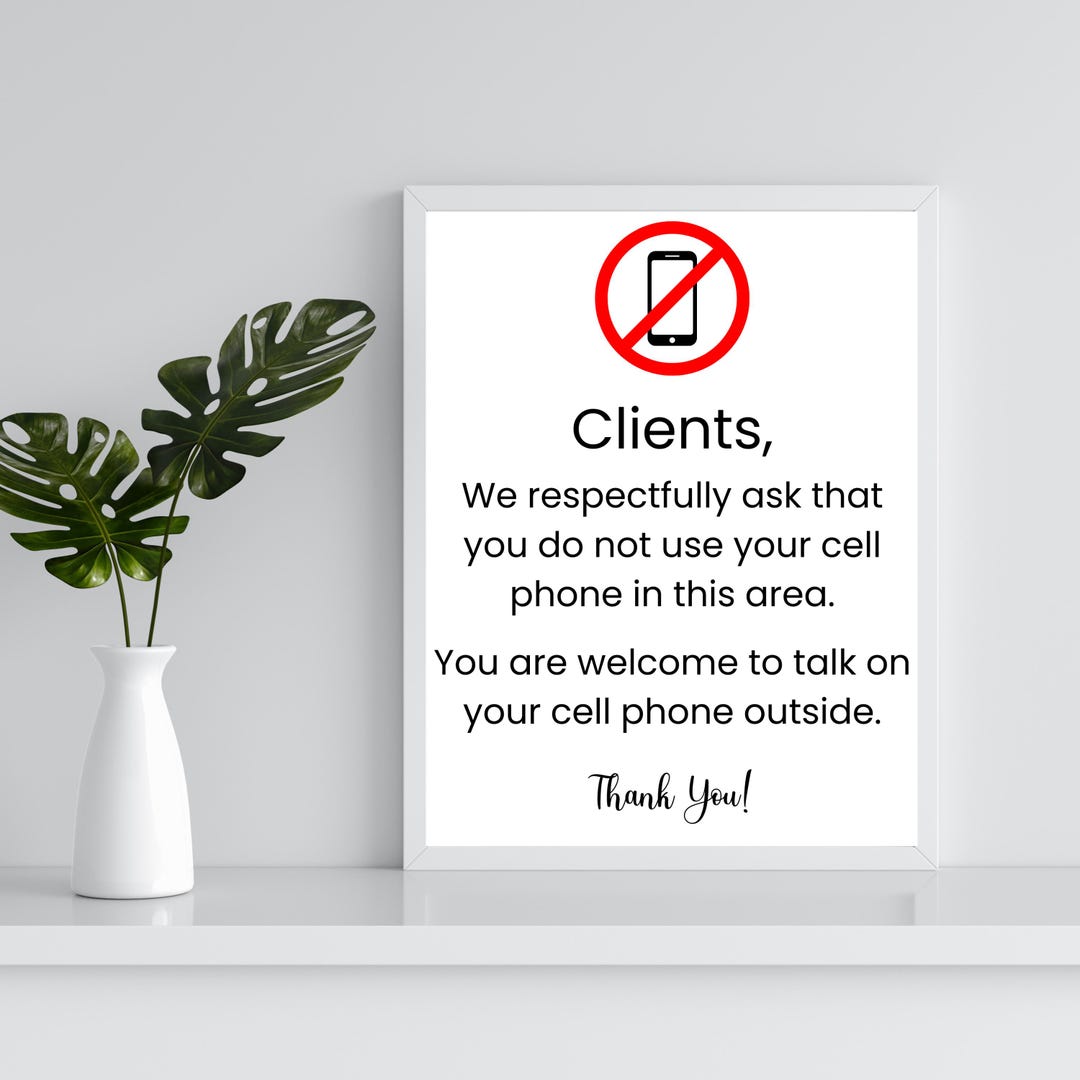 Printable No Cell Phone Sign, Business Mobile Phone Free Zone Letter ...