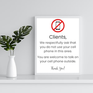 Printable No Cell Phone Sign, Business Mobile Phone Free Zone Letter ...