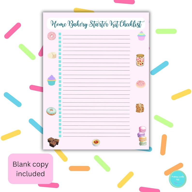 Home Bakery Starter Kit Checklist Printables 8.5x11" & A4 Instant ...
