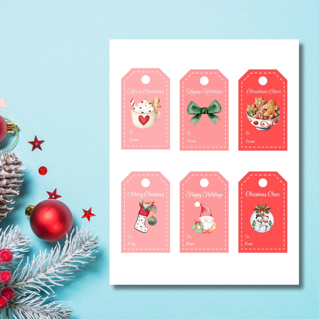 Printable Christmas Gift Tags: Assorted Holiday Favor Tags (letter Size ...
