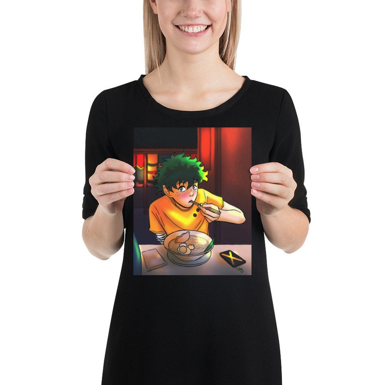 Deku eating ramen / Izuku Midoriya Poster / MHA print | Etsy France