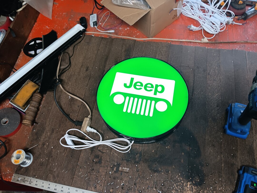 Jeep Round Lighted Sign 14 - Etsy
