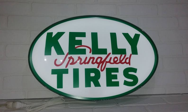 Kelly Springfield Tires 22x15x4 Inch Lighted Oval Sign 6ft Switched ...