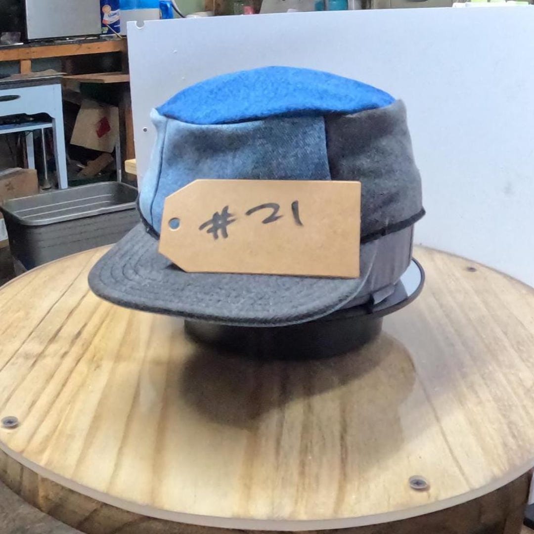 Hand Made Flat Top Hat One of a Kind Denim Upcycled #21 - Etsy
