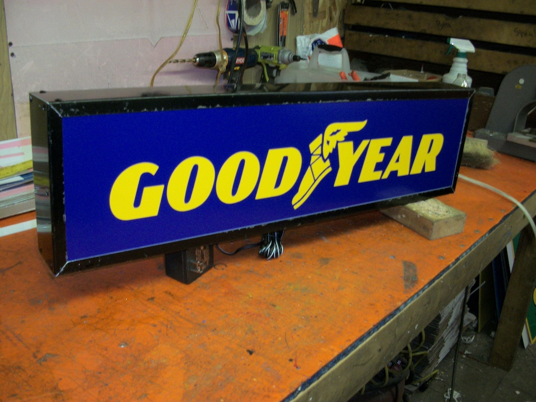 Goodyear Lighted Sign 30x8x4 Inch - Etsy