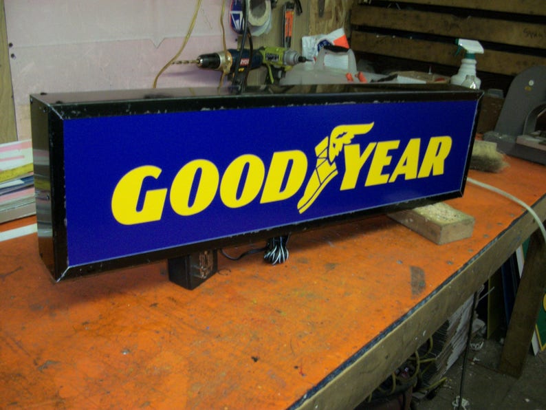 Goodyear Lighted Sign 30x8x4 Inch - Etsy