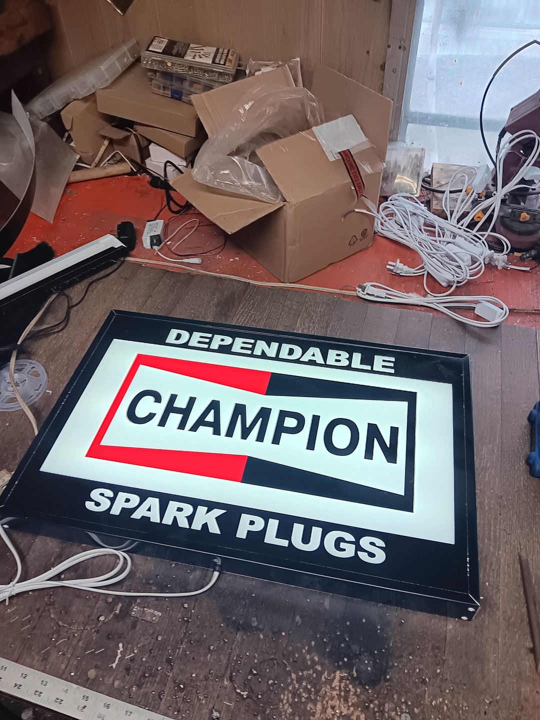 Champion Spark Plugs Lighted Sign 23x15x3 Inch - Etsy