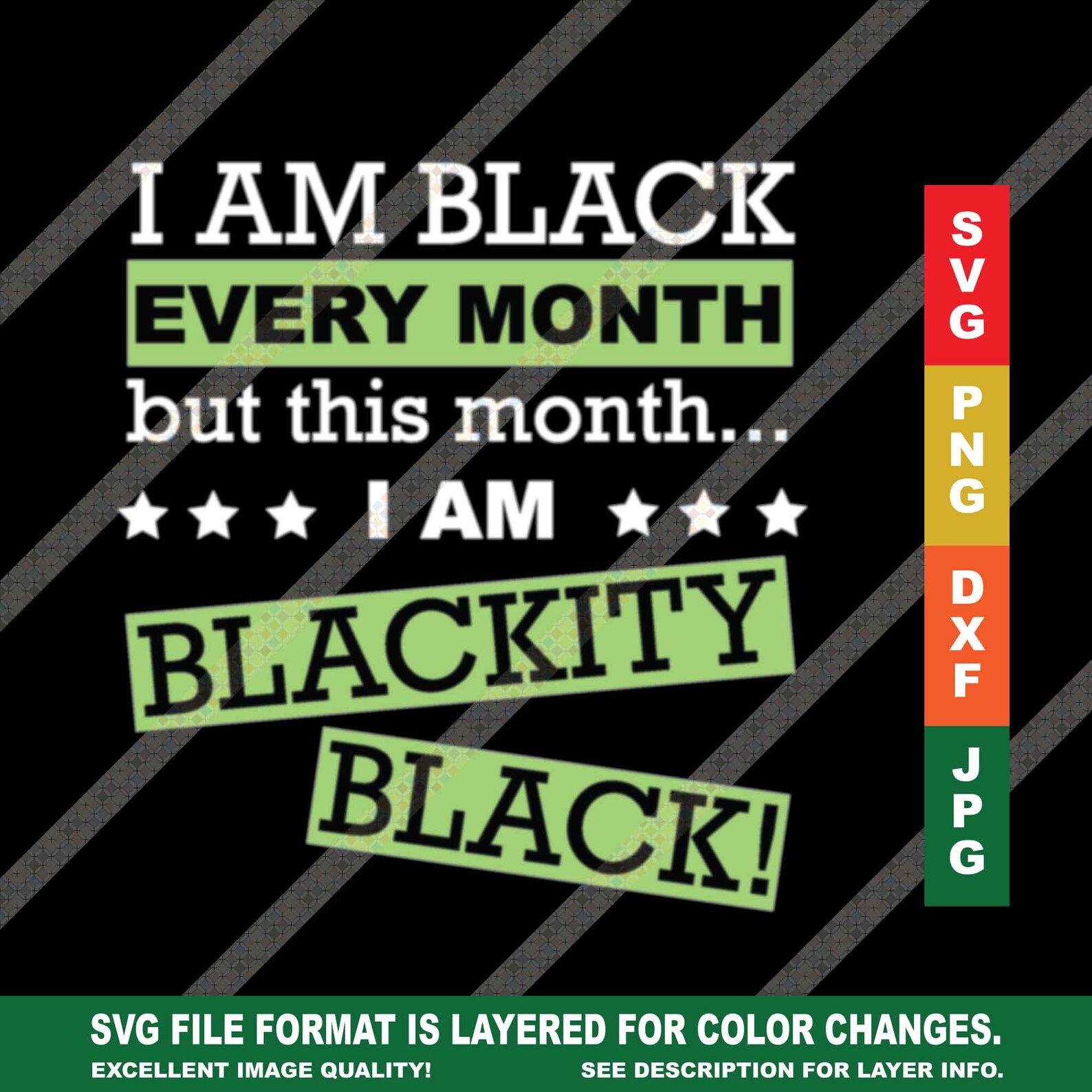 I Am Black Every Month - Black History Text African American SVG for ...