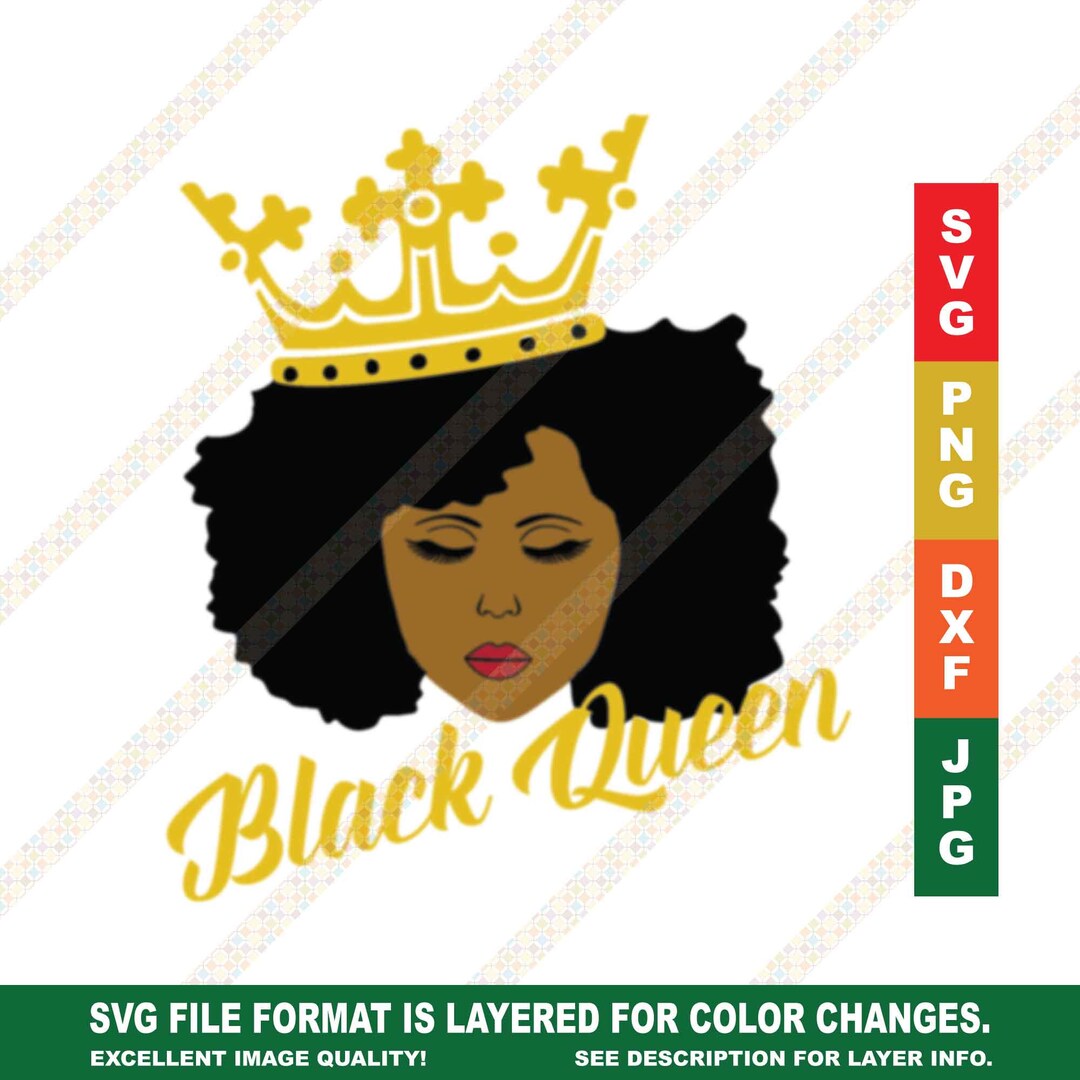 Black Queen With Crown SVG PNG Black Woman Natural Hair Afro Ethnic ...