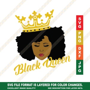 Black Queen With Crown SVG PNG Black Woman Natural Hair Afro - Etsy