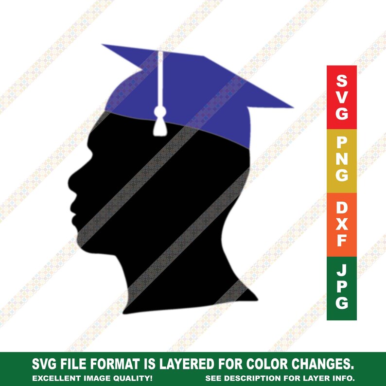 Black Man Graduate Cap SVG DXF Cricut or Silhouette Cutting | Etsy