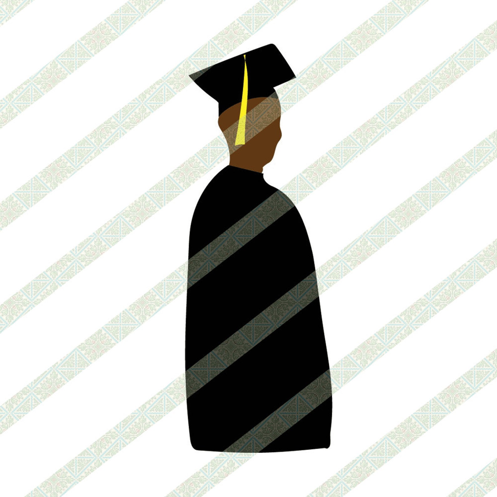Black Man Graduate SVG PNG in Graduation Cap & Gown Black and | Etsy