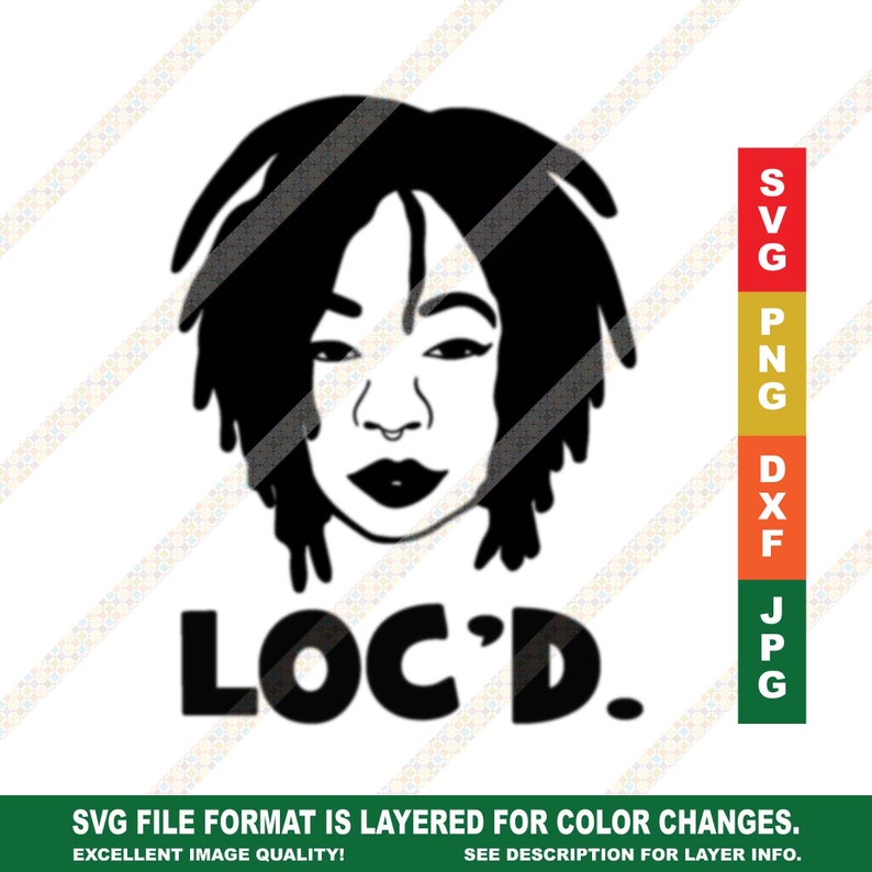 Locd Black Girl Silhouette Drawing Locs SVG Cricut or - Etsy
