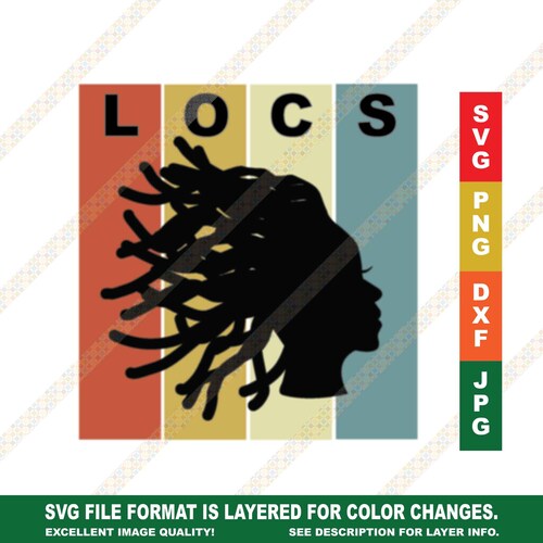 Vintage Locs Silhouette Dreadlocks SVG PNG JPG Black Woman - Etsy
