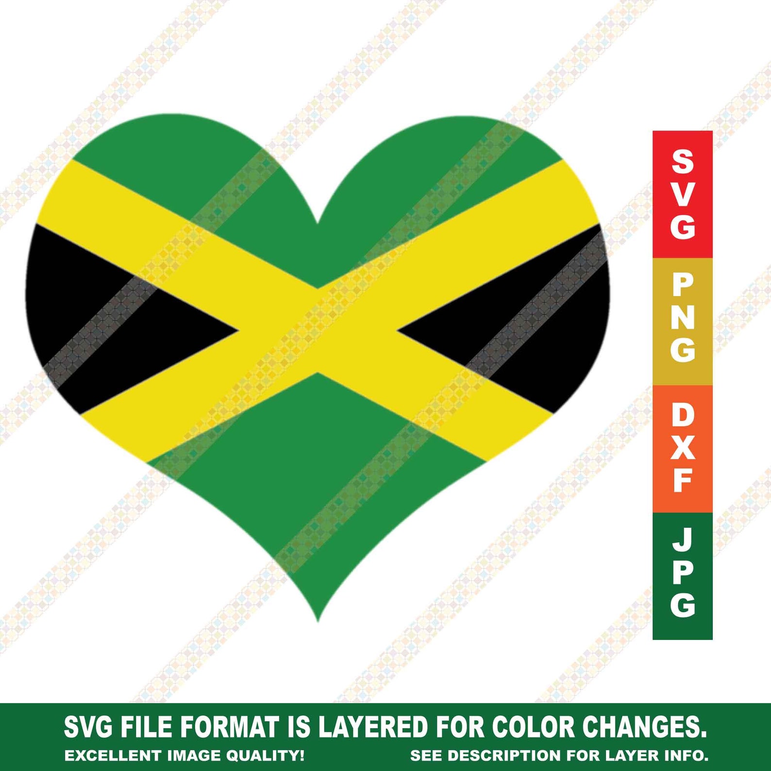 I Love Jamaica Heart Flag Valentine's Day SVG DXF Cricut - Etsy