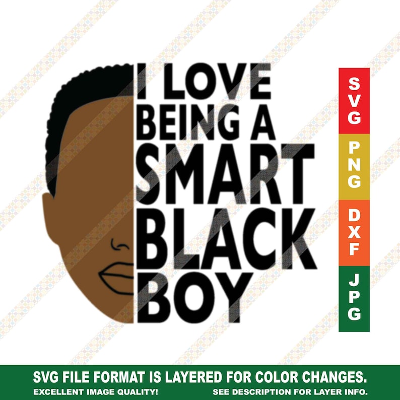 I Love Being a Smart Black Boy SVG DXF African American Kids Afro Puff ...