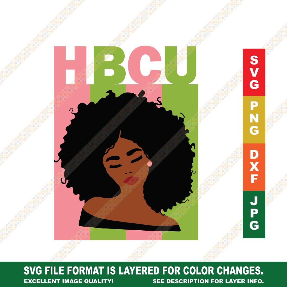 HBCU Pink and Green Afro Woman SVG HBCU Grad Black College Alumni ...