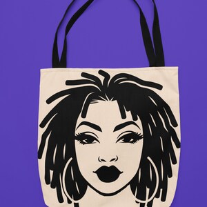 Thick Locs SVG PNG, Shoulder Length Loc'd Black Woman Black and White ...