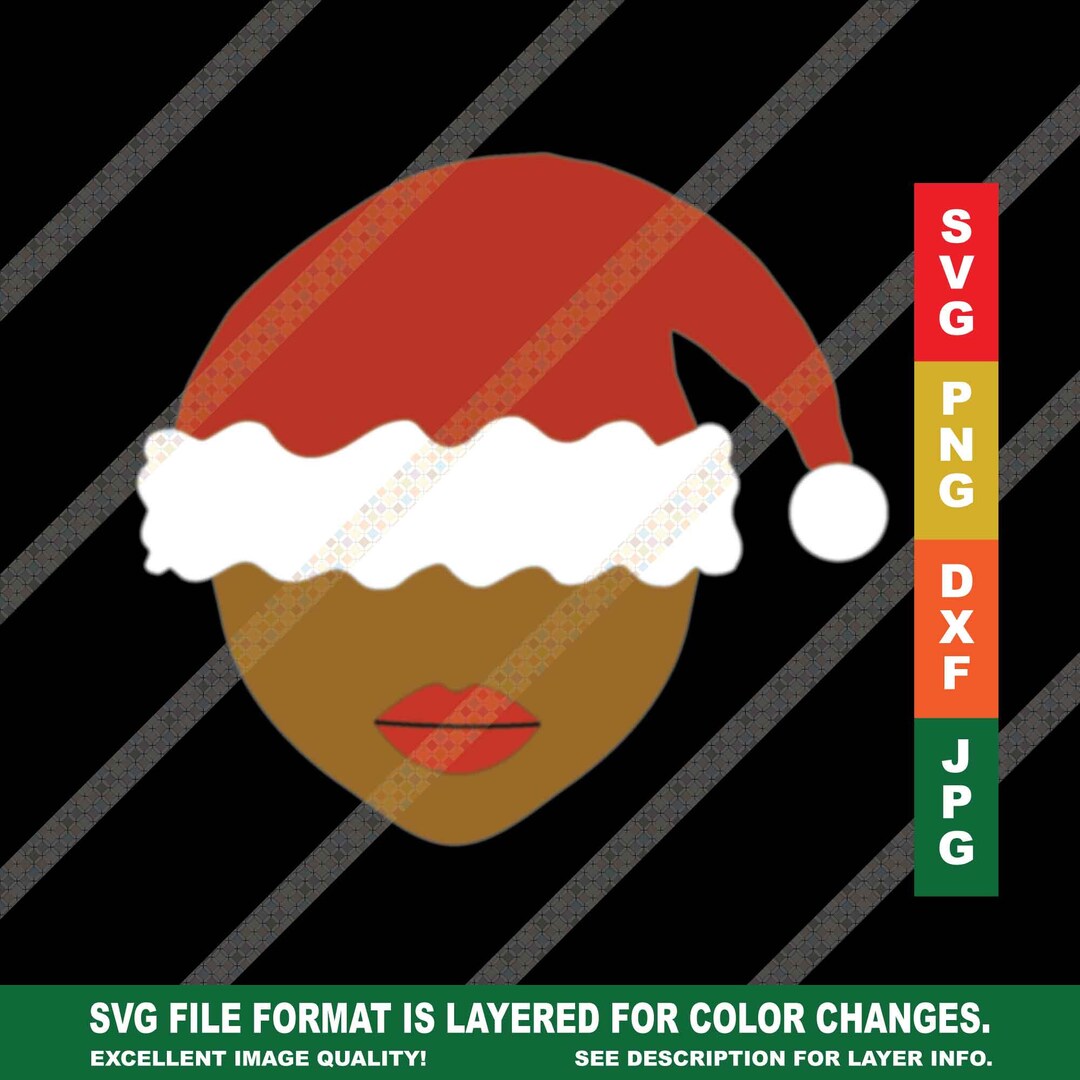 Black Woman Wearing Santa Hat Over Eyes Christmas SVG PNG Cutting File ...