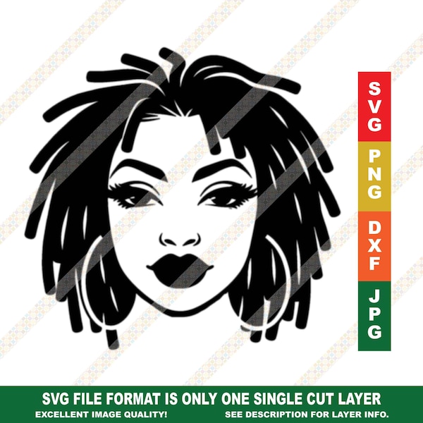 Black Woman Locs Svg - Etsy