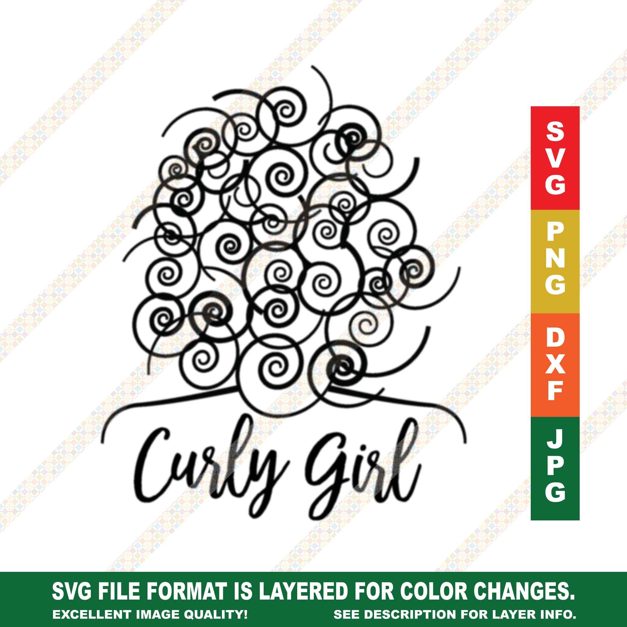 Curly Girl Natural Hair Curls SVG Cricut or Silhouette Cut File - Etsy