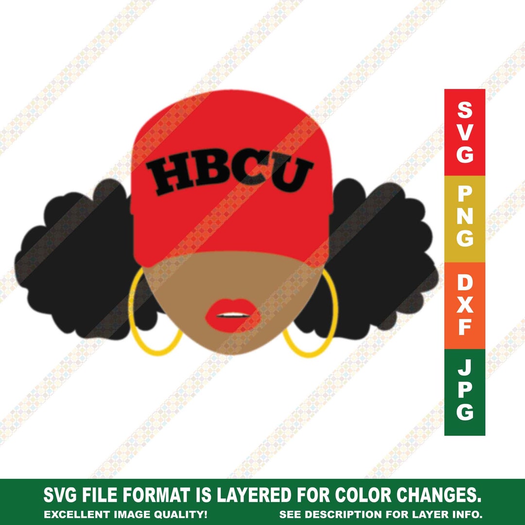HBCU Girl With Afro Puffs and Red Hat SVG PNG Grad Alumni Cricut or ...