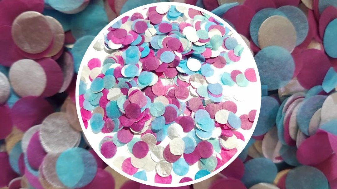 Eco Biodegradable Turquoise Blue, Claret & Silver Confetti - Etsy UK