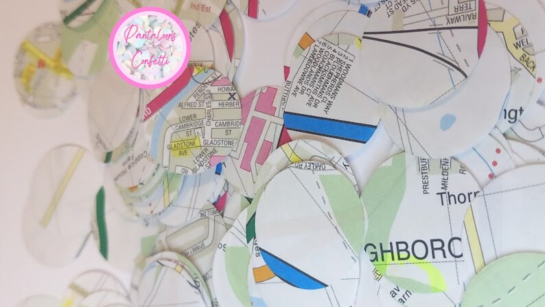 Vintage Recycled Road Map Paper Confetti - 200 Pieces per Bag - Etsy