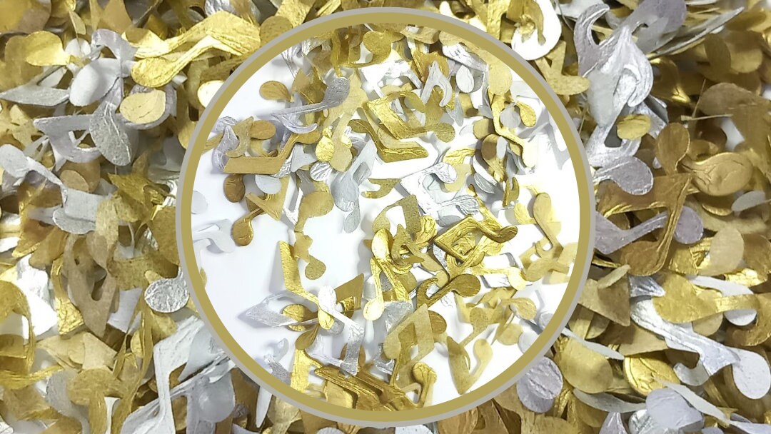 Biodegradable Wedding Music Notes Confetti Silver and Gold - Etsy