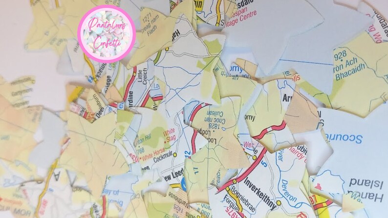 Vintage Recycled Road Map Paper Confetti - 200 Pieces per Bag - Etsy