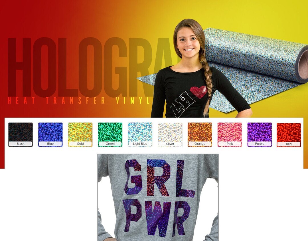 Hologram HTV Sheets, 10 Vivid Colors, Tshirt Vinyl, Iron on Vinyl ...