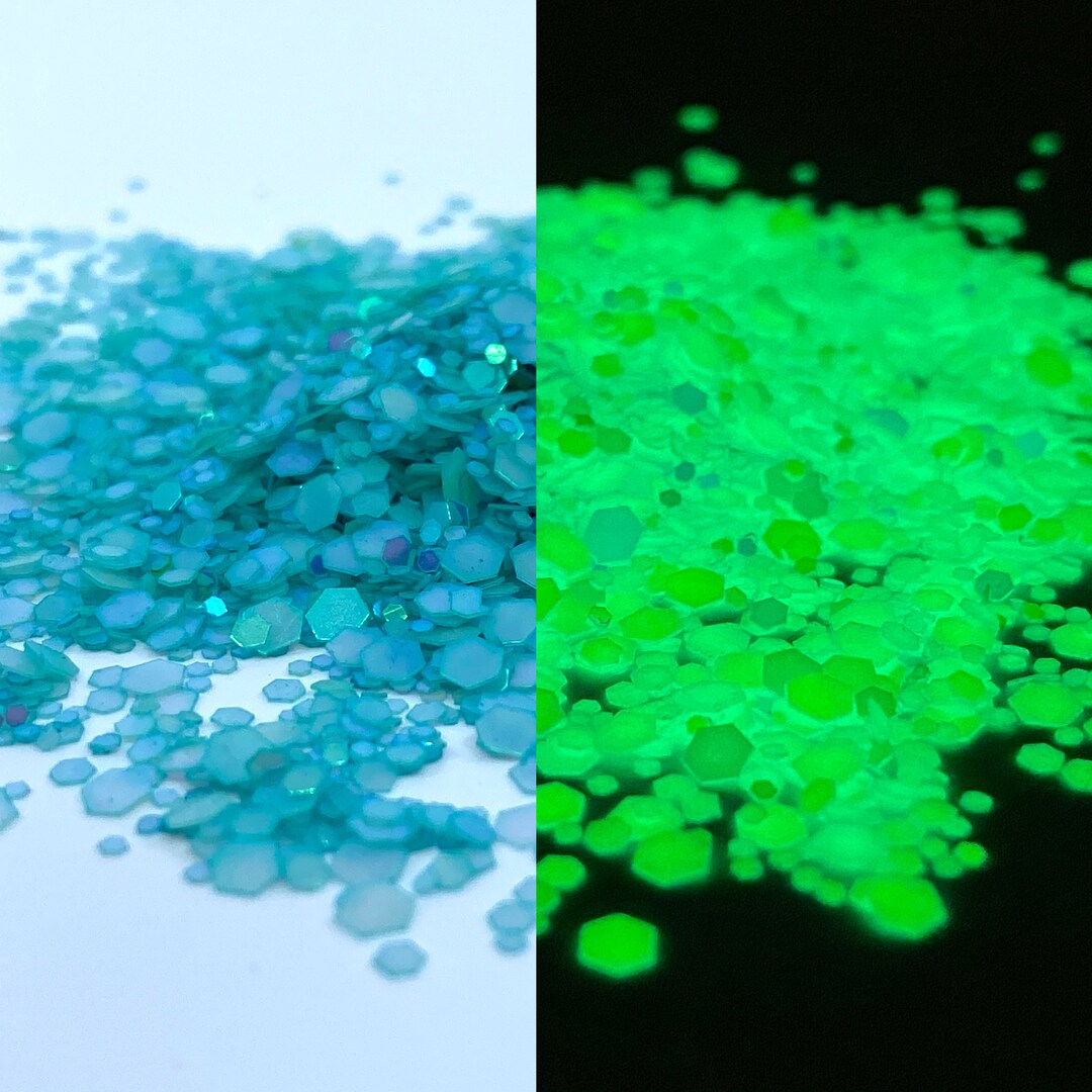 Turquoise Glow in the Dark Glitter Mix Glitter Loose Glitter Chunky ...