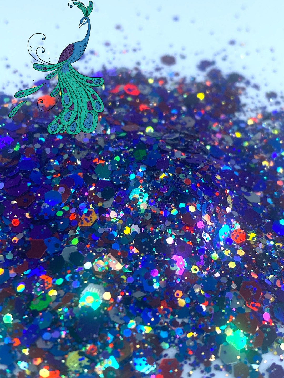 Bird Peacock Mixed Glitter, Red Green Purple Blue Silver Solvent ...