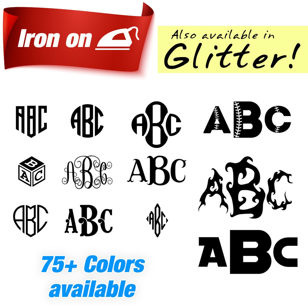 Custom Iron on Monogram Transfer Decal | Name Iron on Transfer | Letter ...