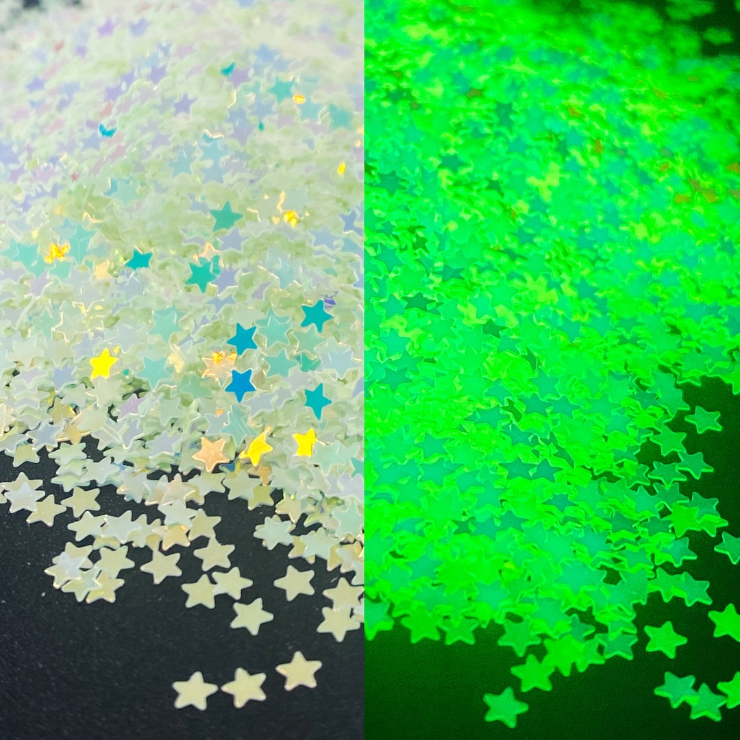 Glow in the Dark Stars Shape Glitter Cosmetic Glitter Phosphorescent ...