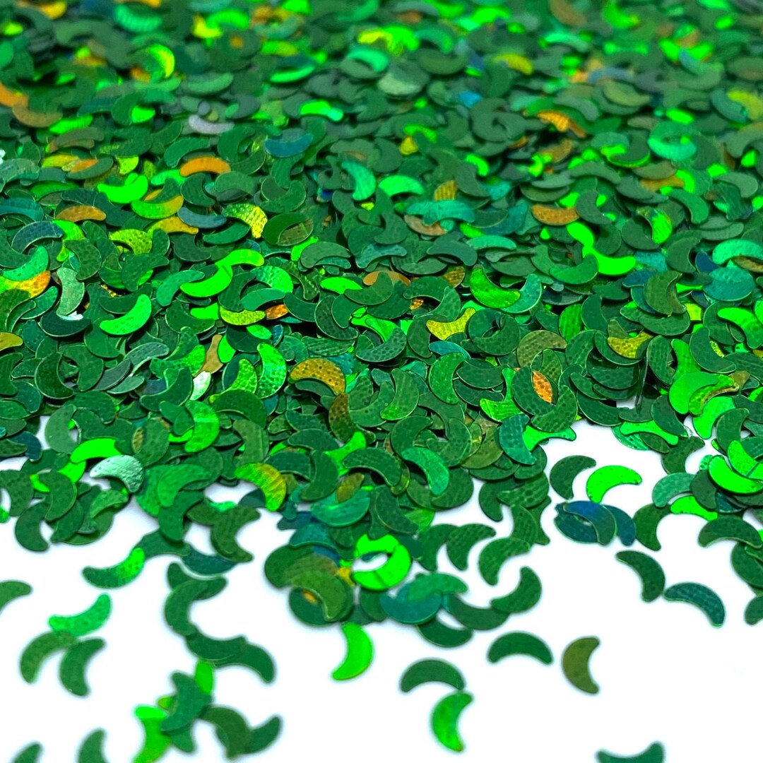 Green Moon Shape Glitter, Solvent Resistant Glitter for Tumblers ...