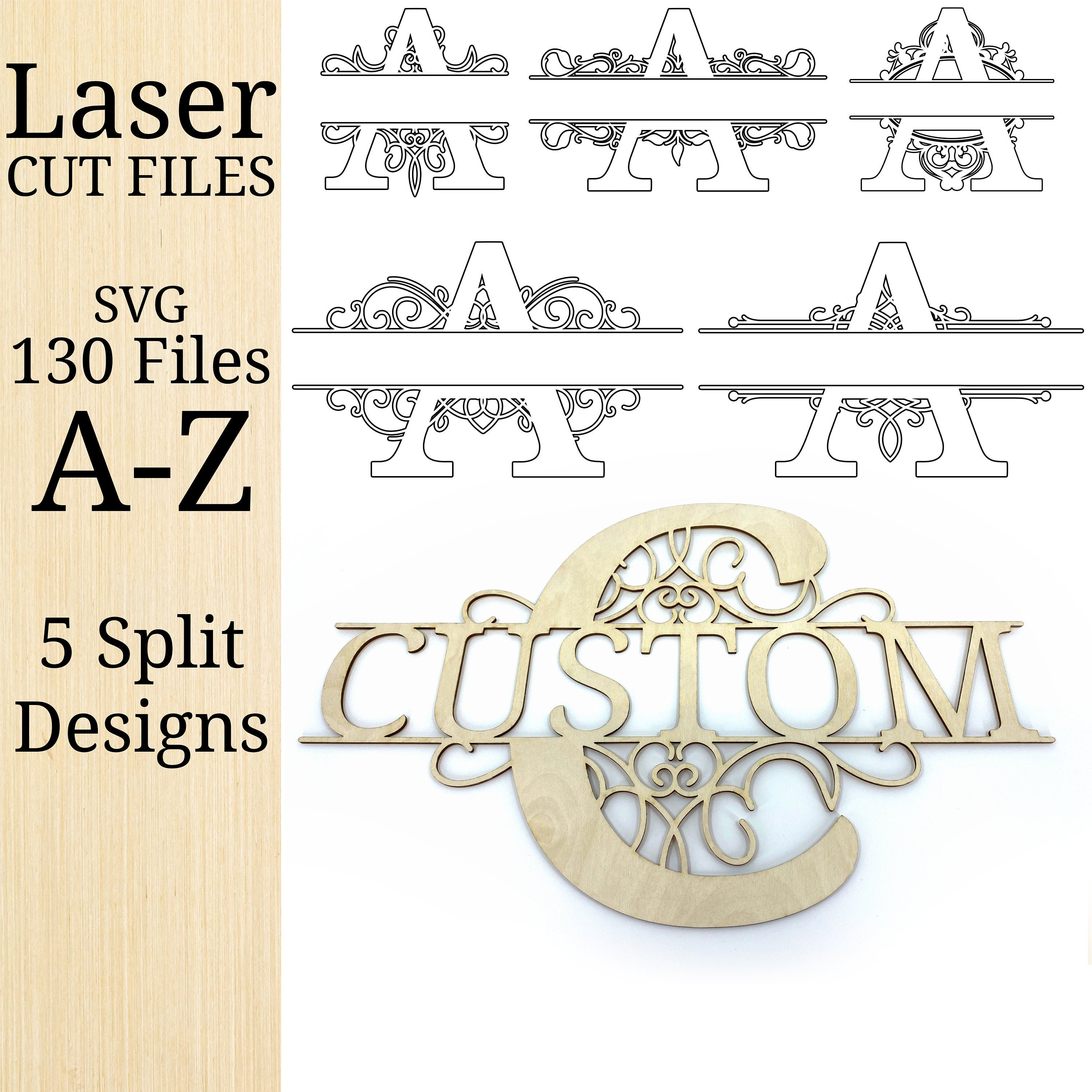 Split Letter Monograms Swirls - ALPHABET - 130 Letters - Digital Laser ...
