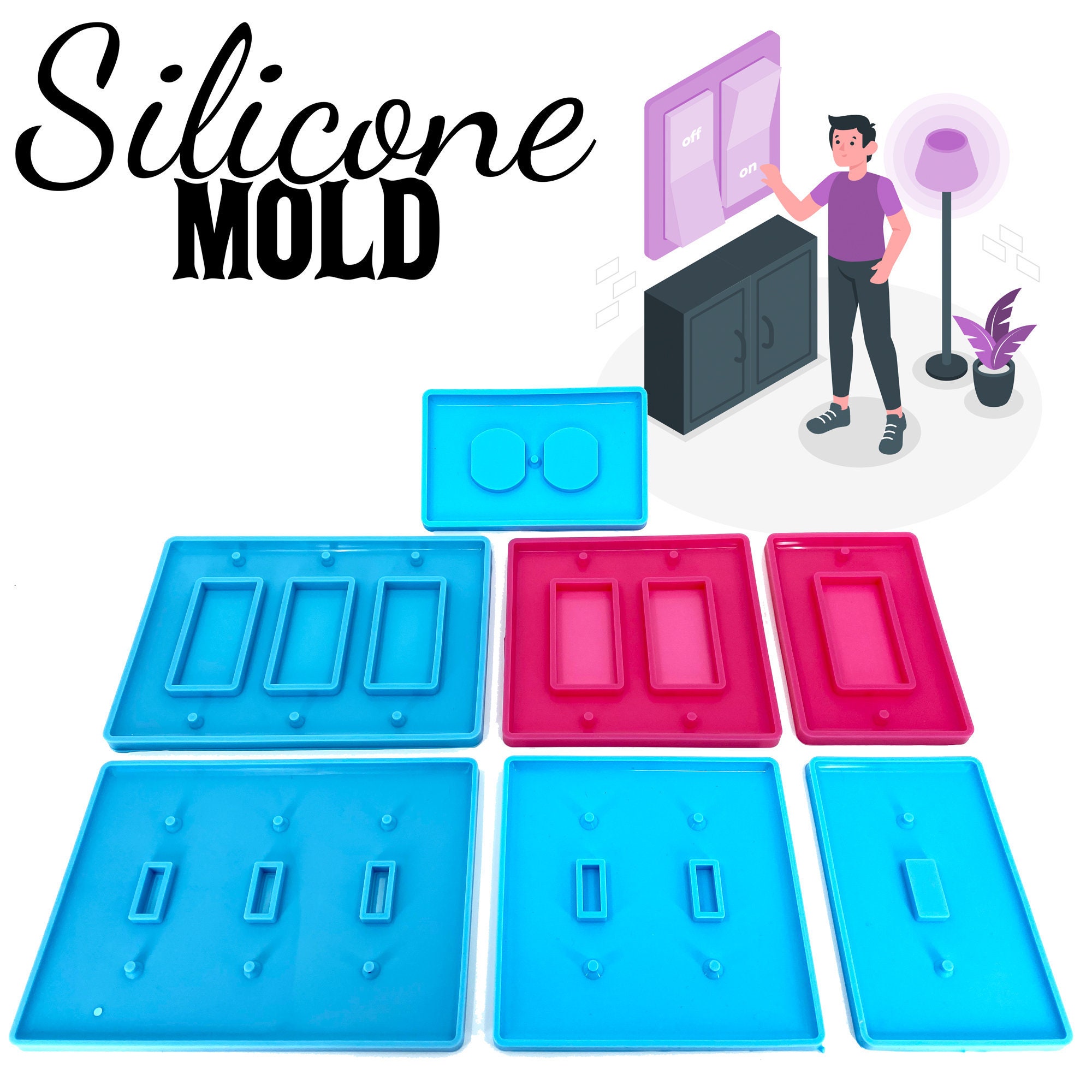 Light Switch Home Resin Mold, Shiny Mold, Silicone Molds for Epoxy ...