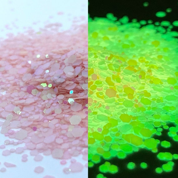 Pink Glow In The Dark Glitter Mix Glitter Loose Glitter Chunky | Etsy