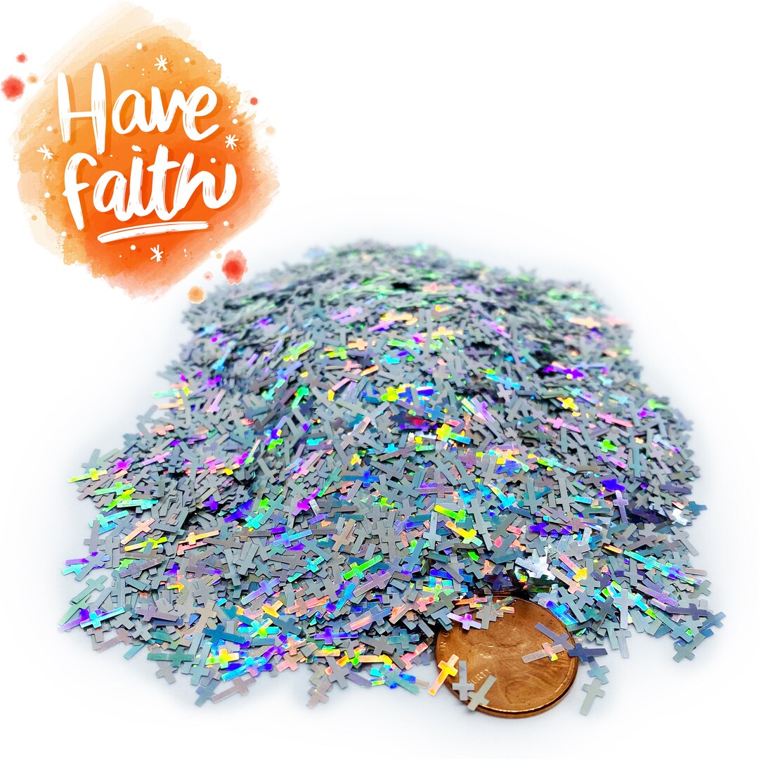 Silver Holographic Cross Glitter Shapes for Tumblers Polyester Nail Art ...