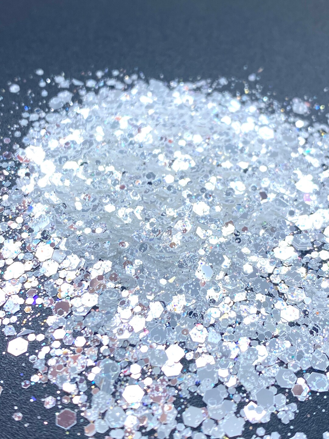 Silver Broken Glass Mirror Color Shifting Mixed Glitter, Solvent ...