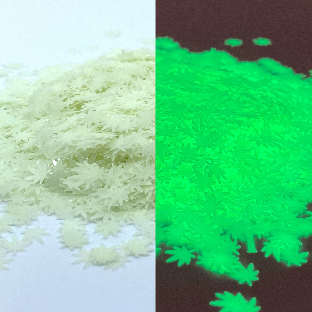 Glow in the Dark Hemp Cannabis Pot Leaf Shape Glitter Sequins Rave ...