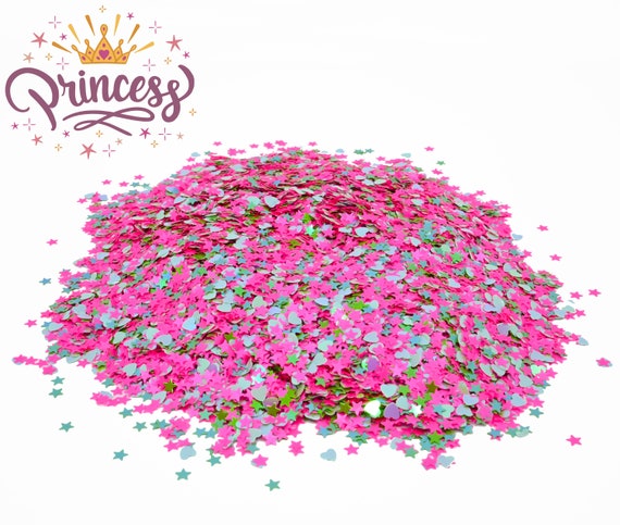 Princess Shape Glitter Pink and Green Solvent Resistant - Etsy