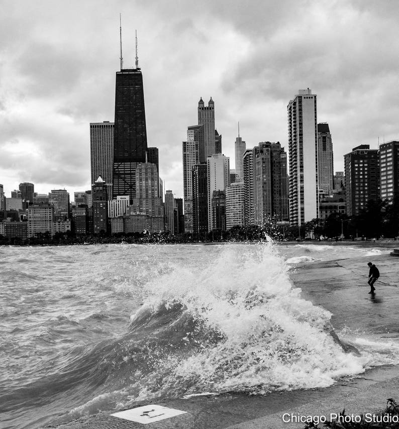 Black and White | Chicago Photo | Chicago Waves | Skyline | Wall Art ...