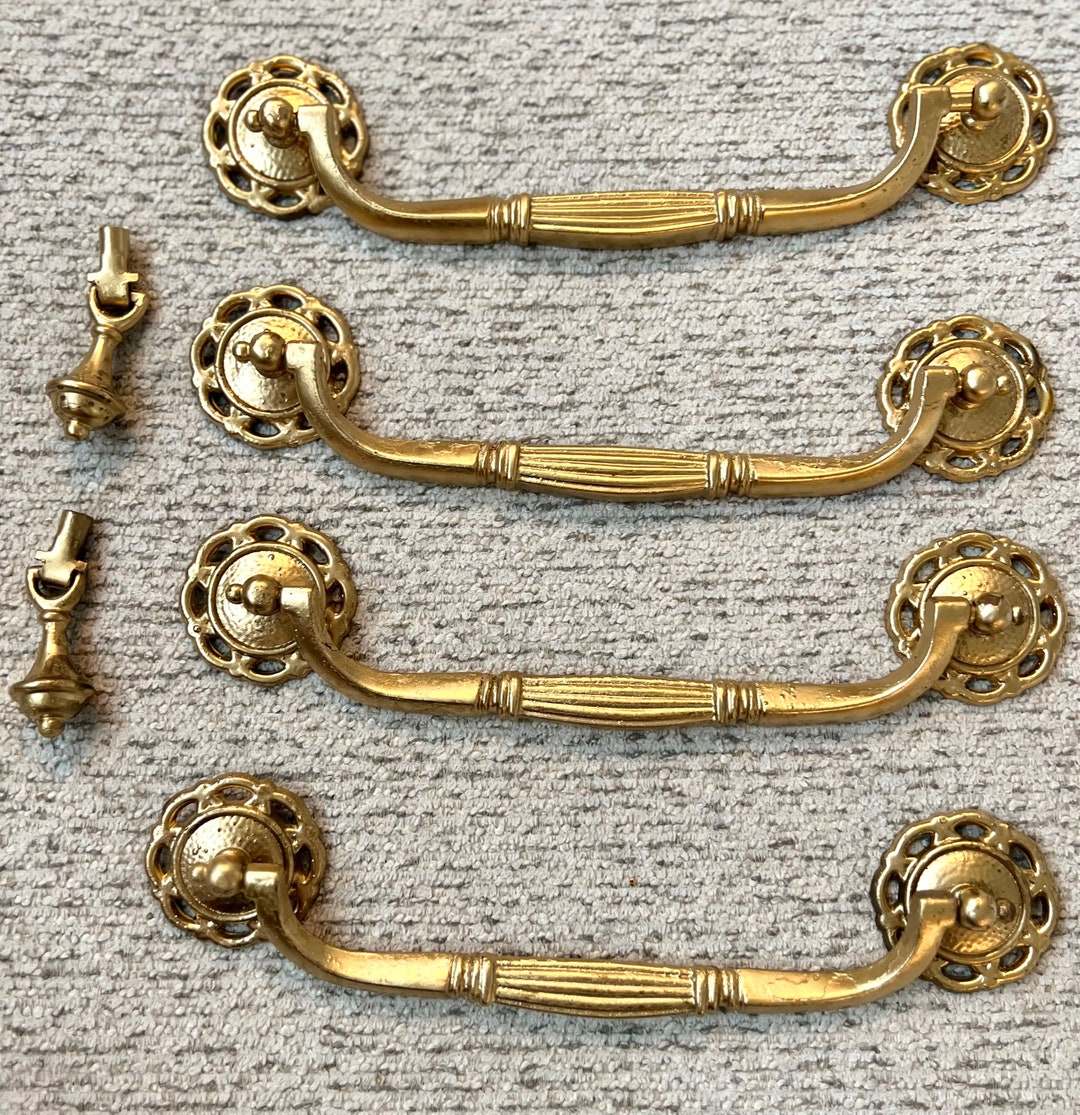 1 Bale Style Hardware Furniture Accessory Gold Brass Drop Pulls Vintage Antique Knob - Etsy