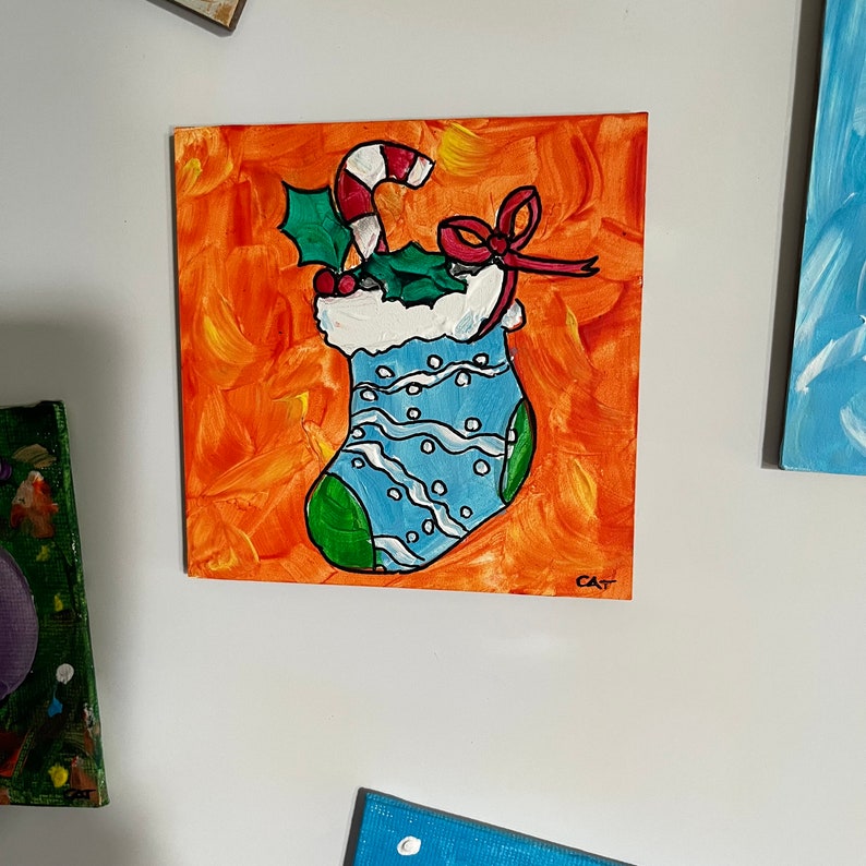 Christmas Magnets Acrylic Paintings Full of Christmas Joy, 10x10cm and ...